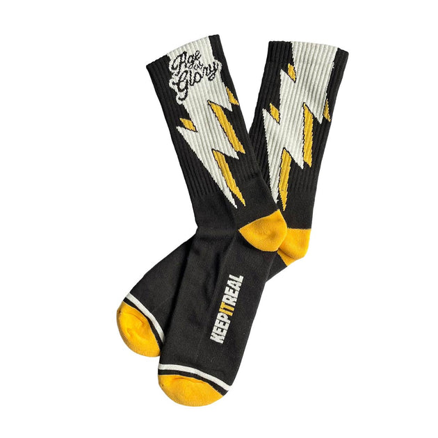 AGE OF GLORY BOLT SOCKS - BLACK YELLOW OFF-WHITE – Strath Moto