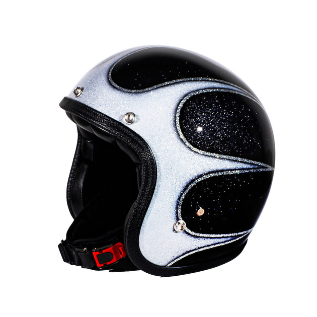 70's JET HELMET - SUPERFLAKES COLLECTION - SCALLOPS BLACK & WHITE - SI ...