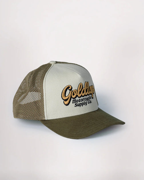 GOLDTOP TRUCKER CAP - MOSS GREEN – Strath Moto