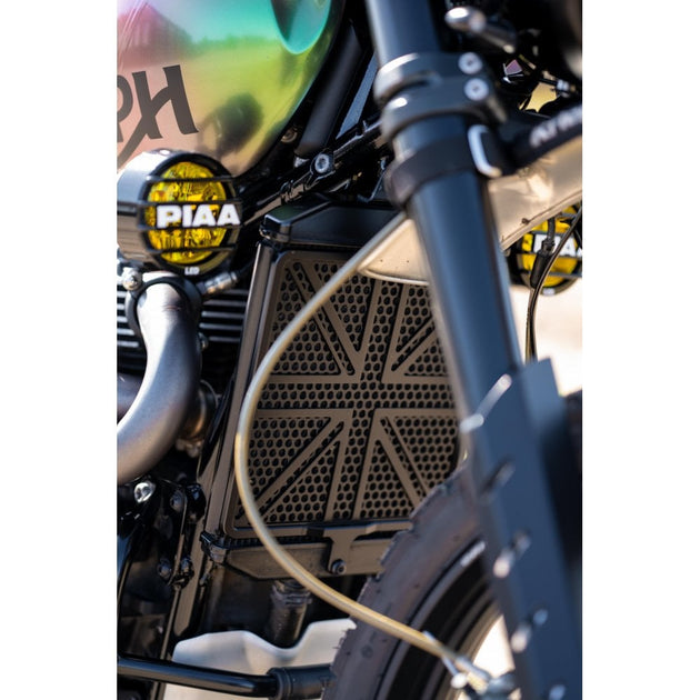 MOTONE BILLET RADIATOR GUARD KIT - UNION JACK - BLACK SCRAMBLER 1200 V ...