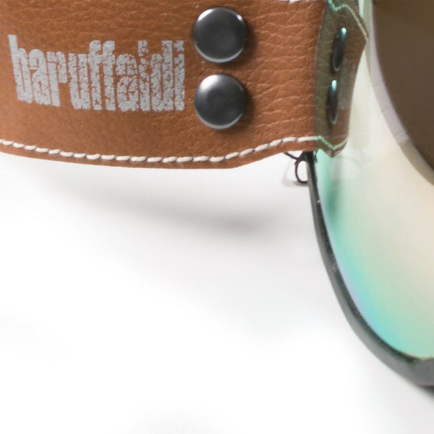 BARUFFALDI ETRURIA CAFE RACER GOGGLES - BLUE MIRROR W/ BEIGE BAND ...