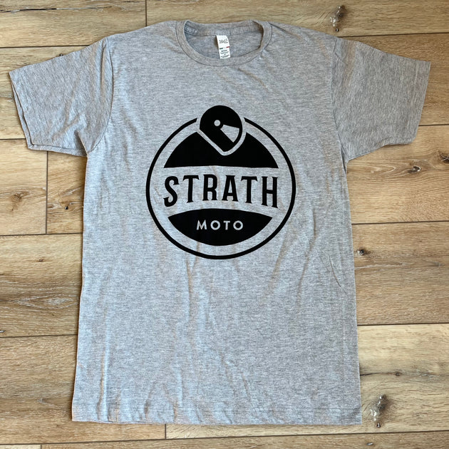 STRATH MOTO CREST TEE - HEATHER GREY - SIZE M – Strath Moto